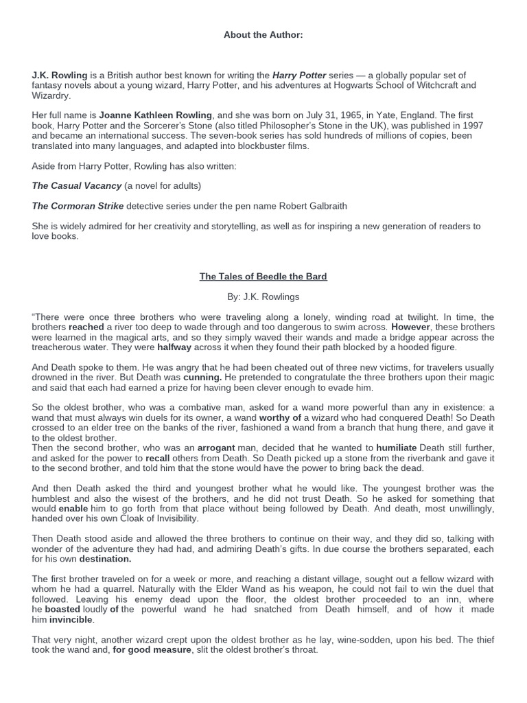The Tales of Beedle The Bard | PDF | J. K. Rowling | Harry Potter