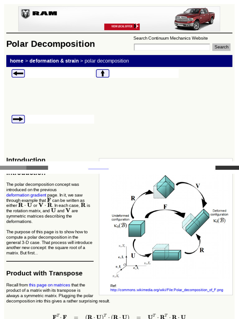 WWW Continuummechanics Org CM Polardecomposition HTML | PDF | Matrix ...