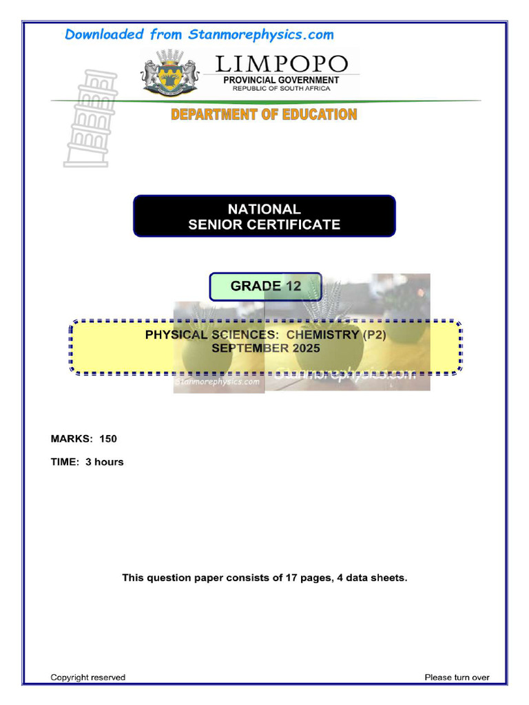 LP Physical Sciences Grade 12 September 2025 P2 and Memo | PDF