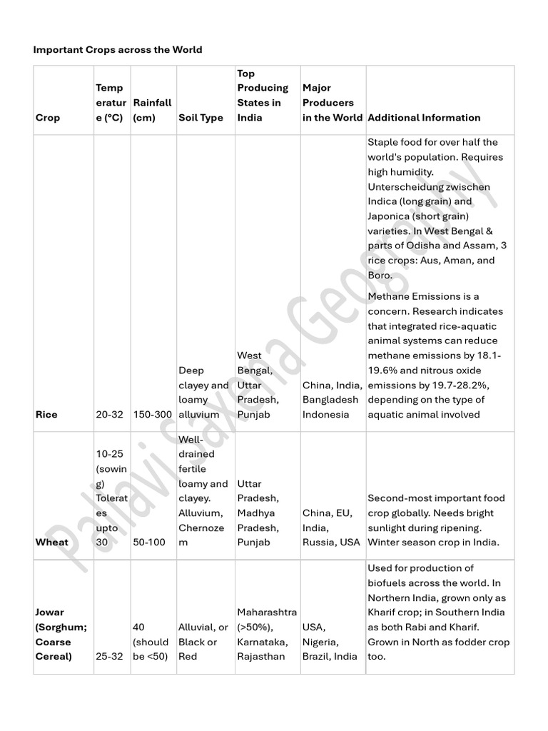 Global Major Crops Overview | PDF | Rice | Agriculture