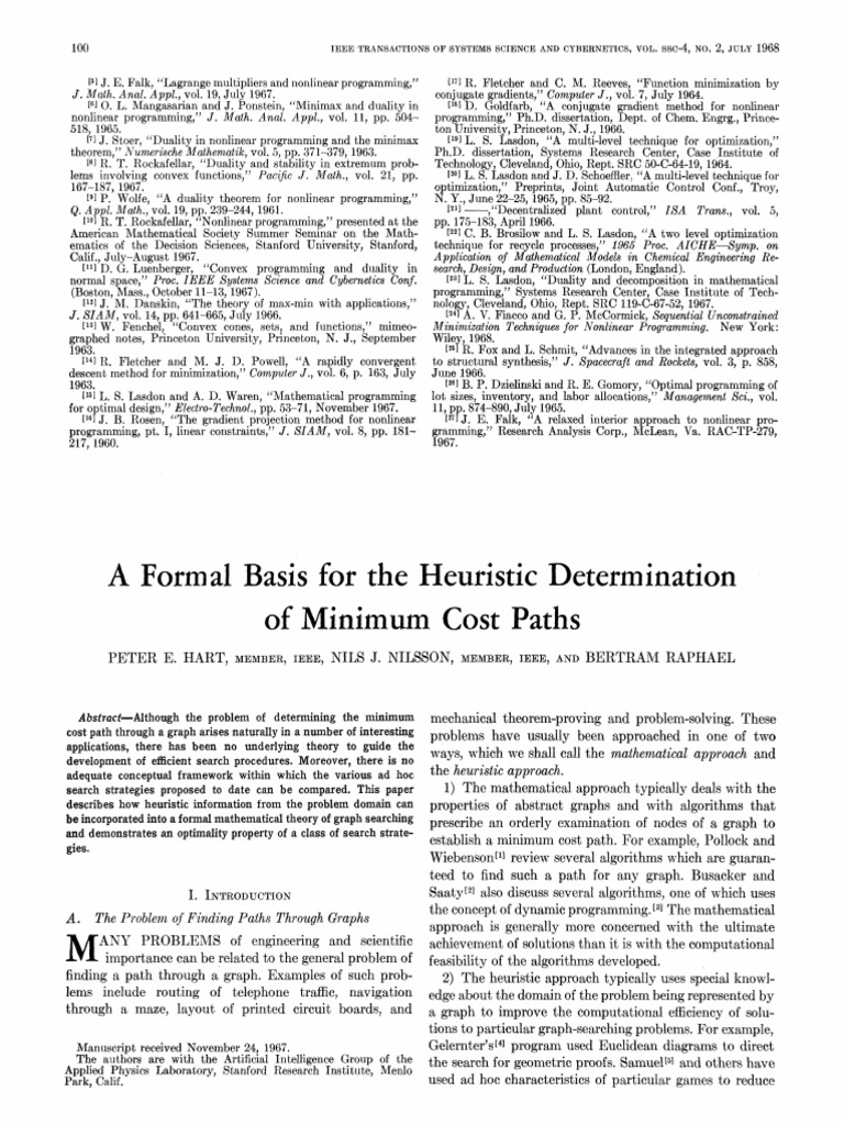 Minimum Cost Path Heuristics 1968 | PDF | Mathematical Optimization ...