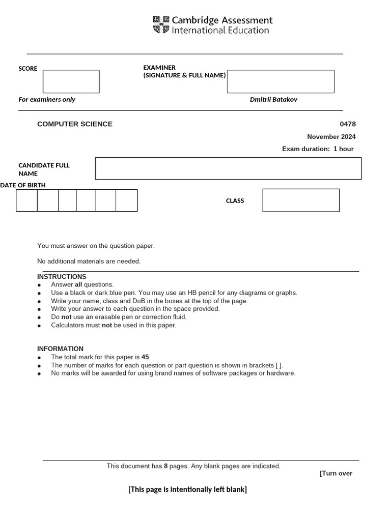 Computer Science Grade 8 Term 1 Exam QP (Draft 1) | PDF | Data Compression | Encryption