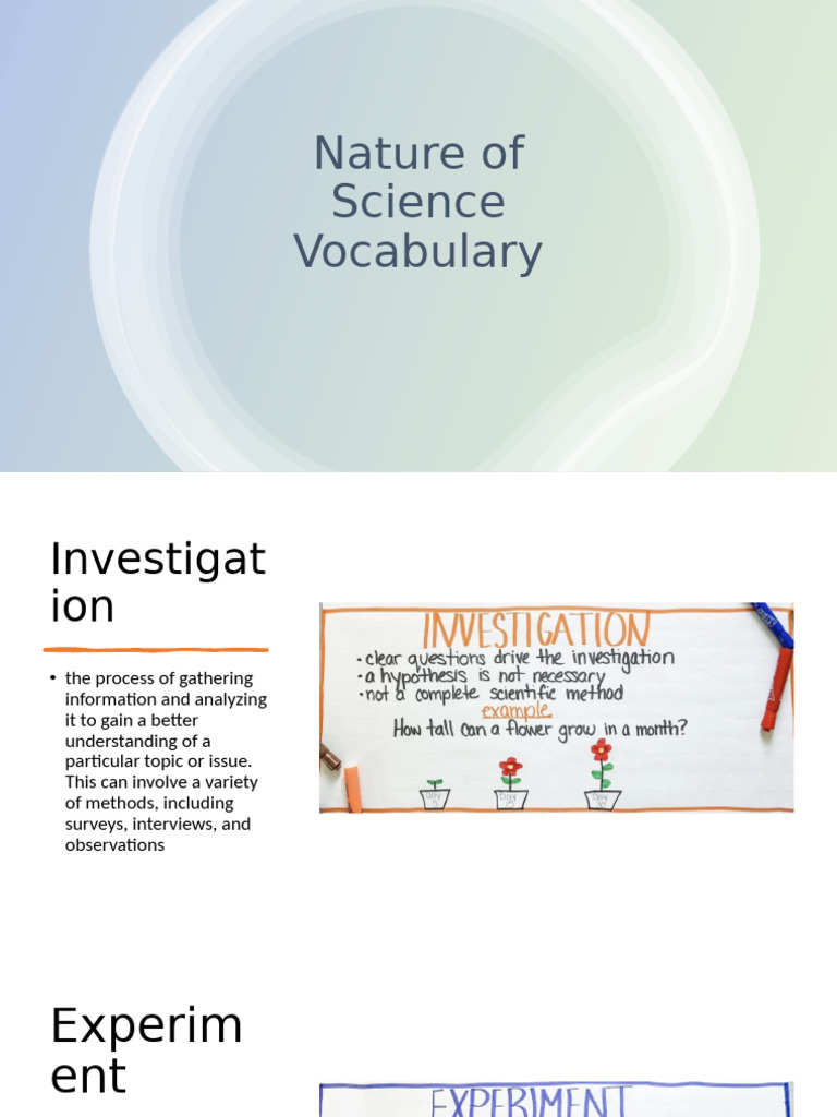 Nature of Science Vocabulary | PDF | Experiment | Data