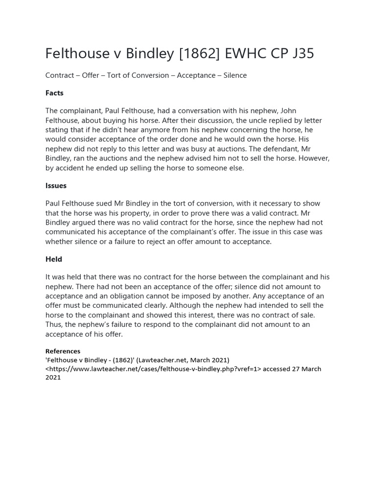 1M1 Felthouse V Bindley | PDF