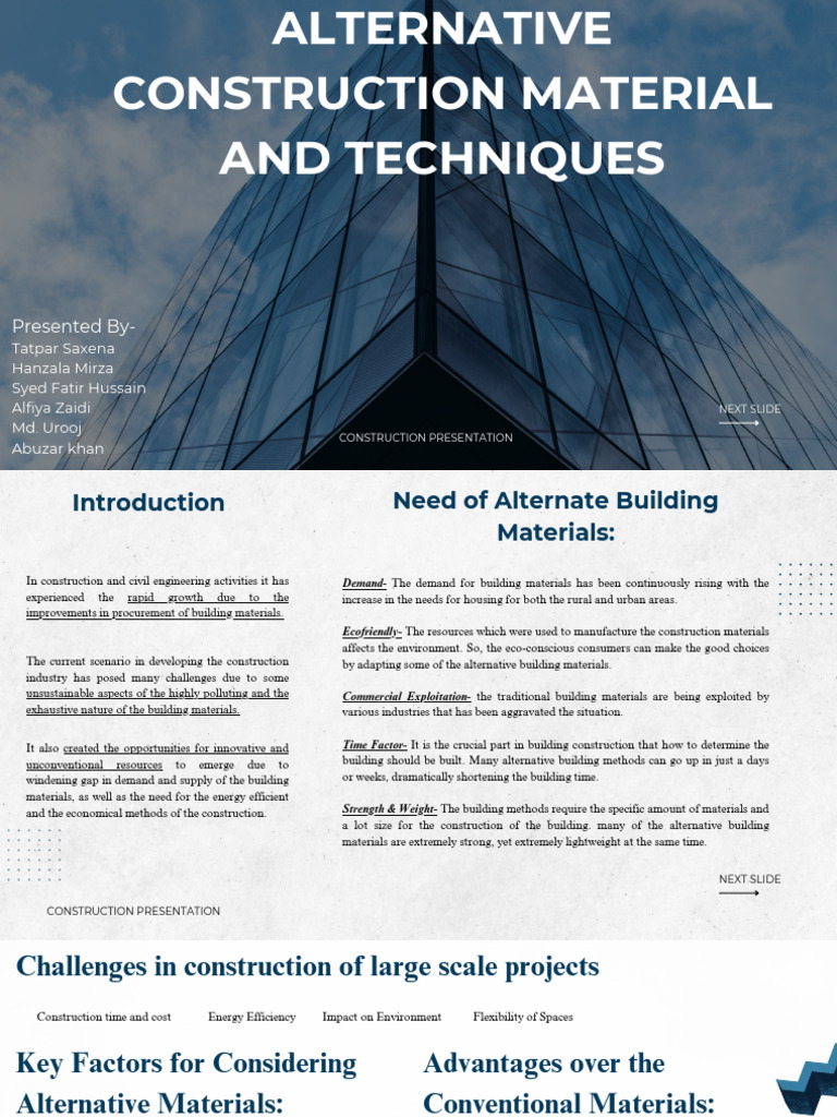 Alternate Construction Material and Techniques | PDF | Concrete | Building Materials