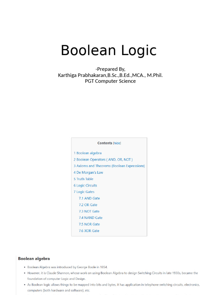 Boolean Logic | PDF