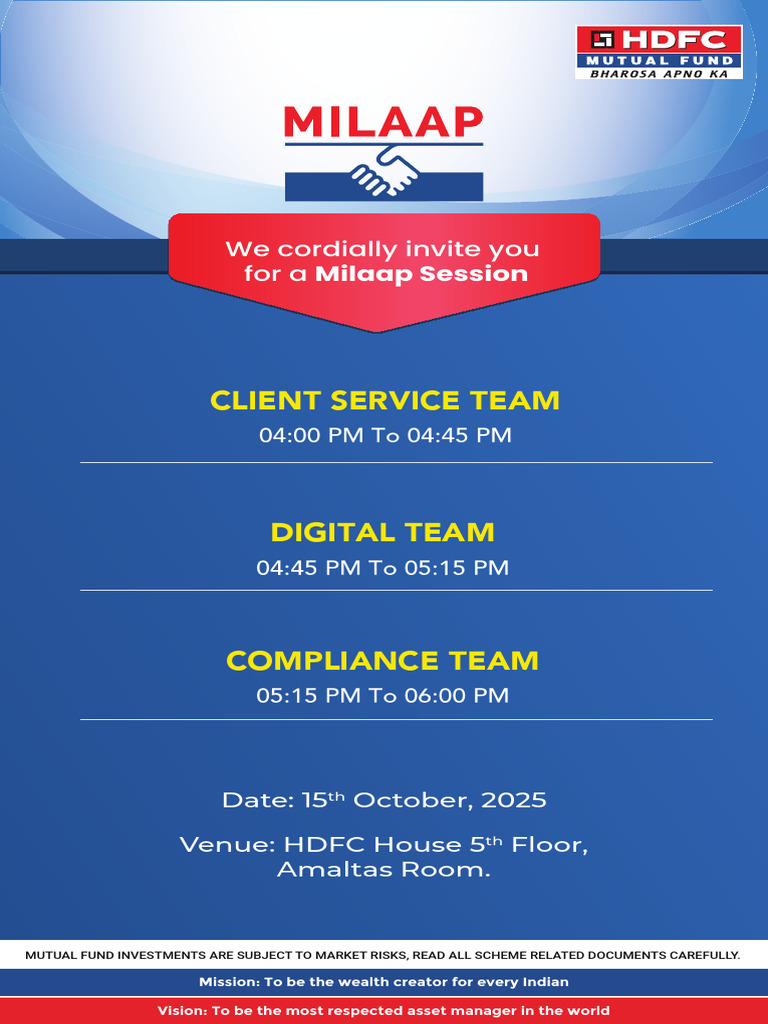 HDFC Milaap Session Invitation 2025 | PDF