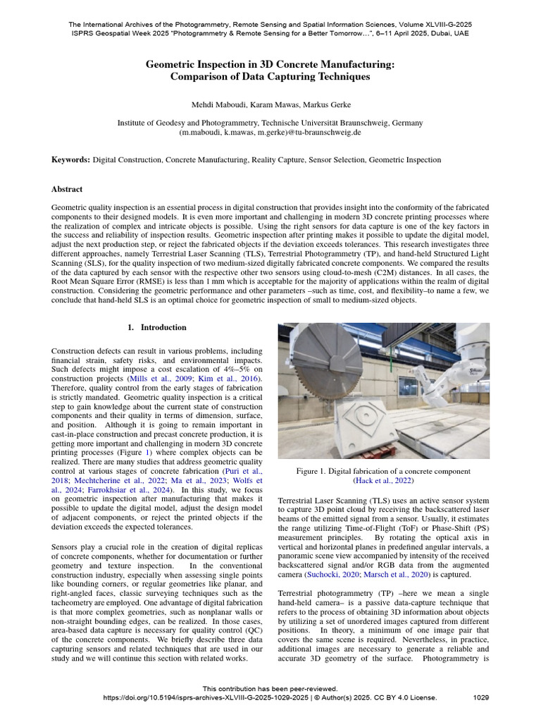 Geometric Inspection in 3D Concrete Manufacturing Comparison of Data ...