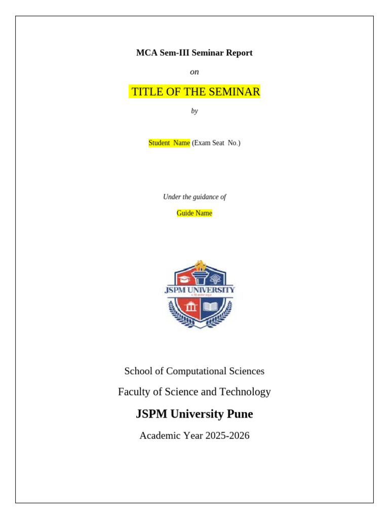 Seminar Report Template Sem-III 2025-26 | PDF