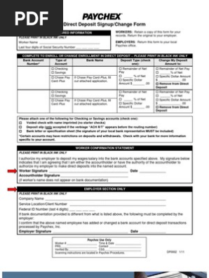Direct Deposit Form Paychex