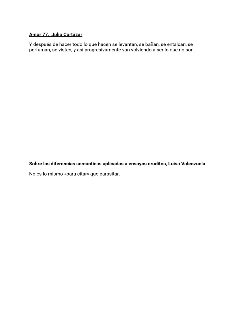 Amor 77, Julio Cortázar | PDF