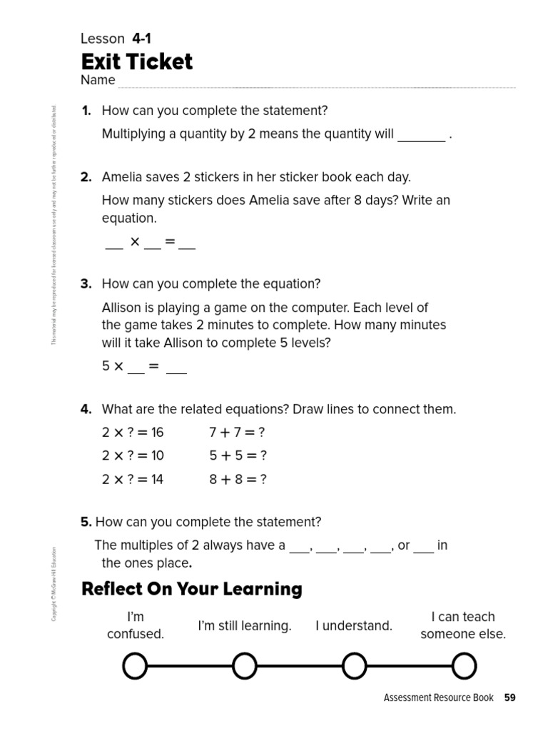 Exit Ticket - Use Patterns To Multiply by 2 | PDF