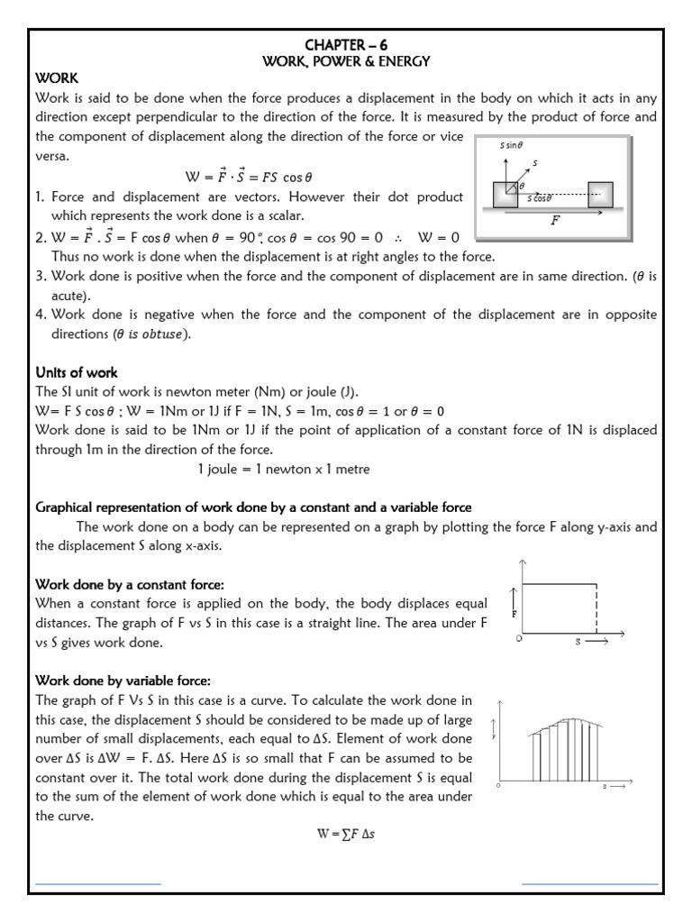 Work, Power & Energy Chapter 6 | PDF | Collision | Power (Physics)