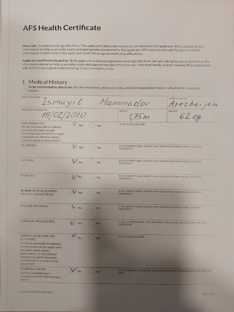 Health Certificate | PDF