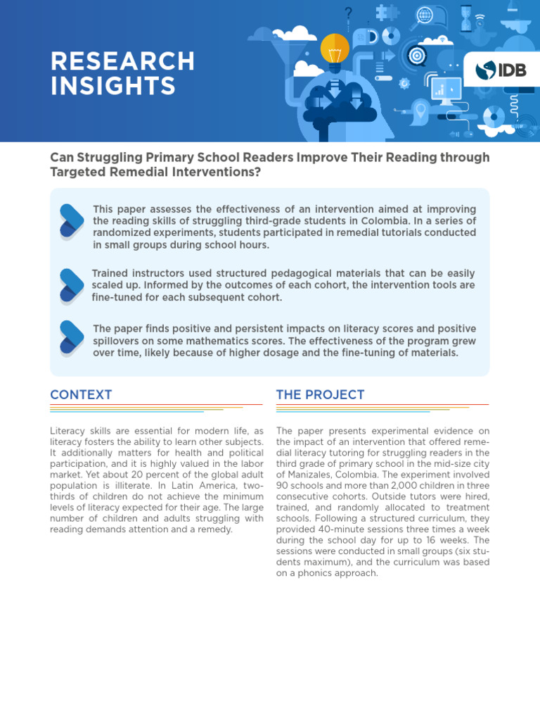 Research Insights Can Struggling Primary School Readers Improve Their ...