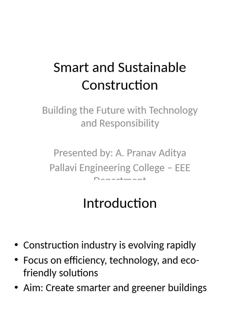 Smart and Sustainable Construction Pranav Aditya | PDF