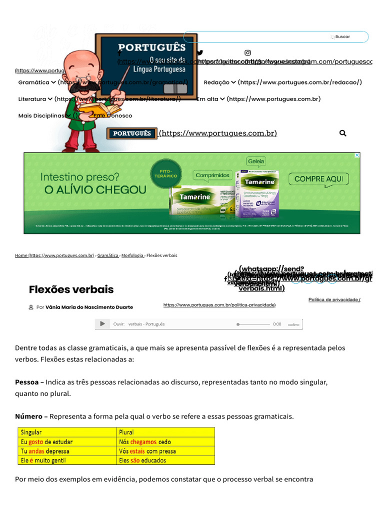 Flexões Verbais | PDF | Linguística | Mecânica da linguagem