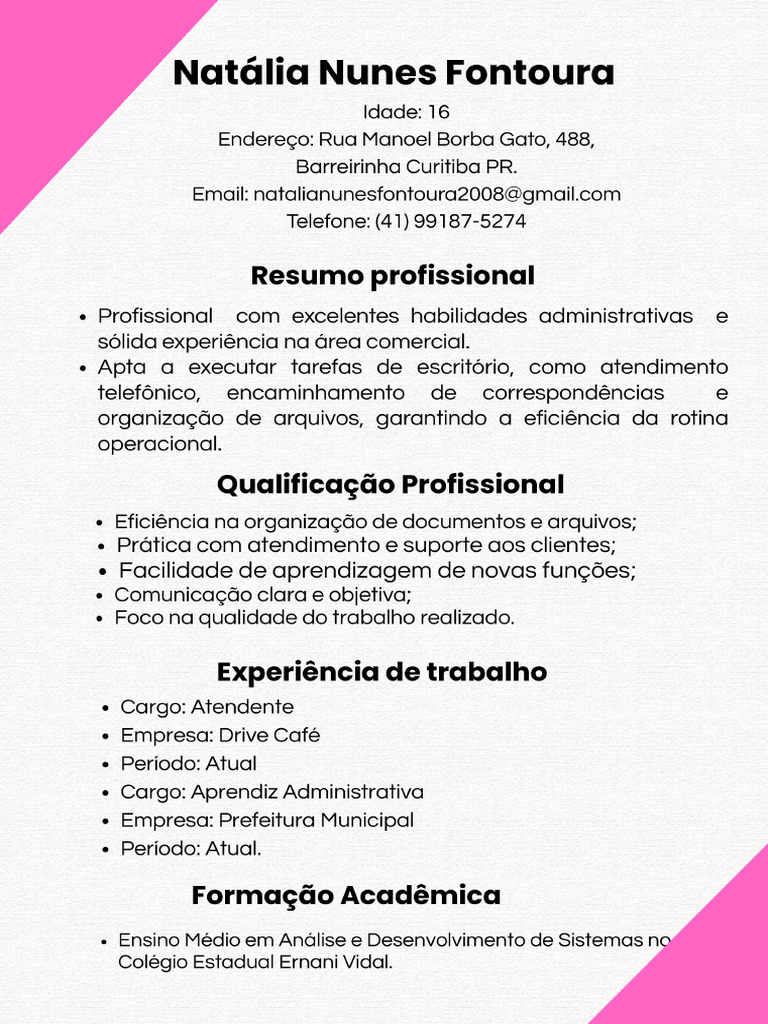 Natália Nunes Fontora Curriculo PDF 2025 | PDF