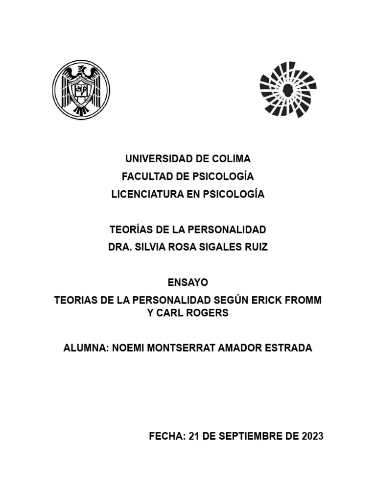 Ensayo Teorías de Erich Fromm y Carl Rogers | PDF | Psicoanálisis ...