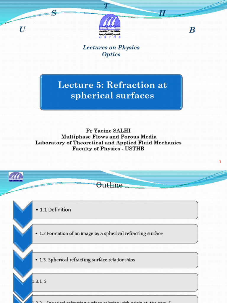 Lecture 5 - Refraction at Spherical Surfaces | PDF | Electromagnetic Spectrum | Light