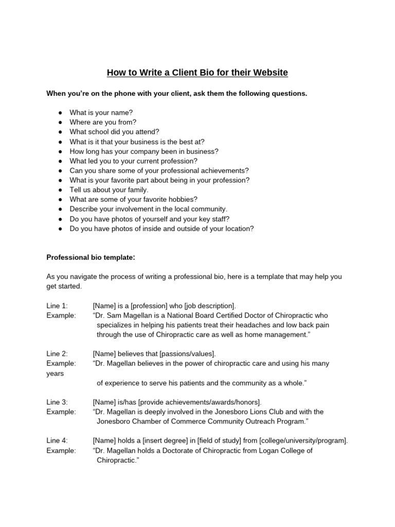 Writing Effective Client Bios | PDF