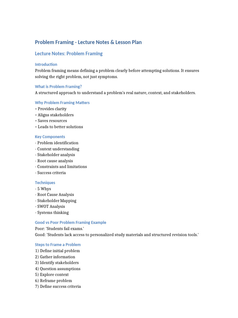 Understanding Problem Framing Techniques | PDF