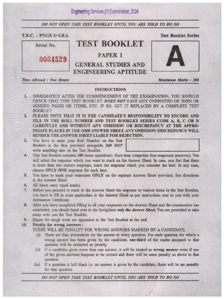 Compressed Upse Ese General Studies and Engineering Aptitude Paper I ...