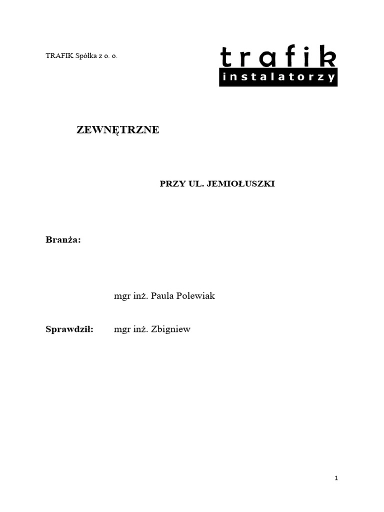 PT PZT Jemiołuszki A1 Opis Techniczny | PDF