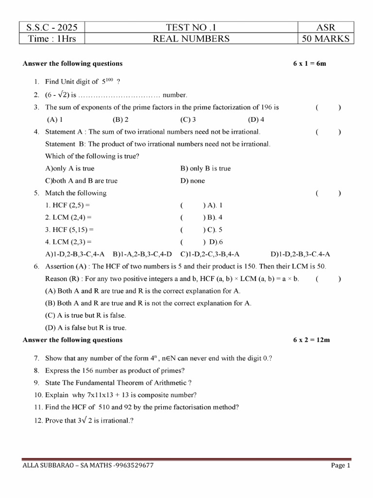 28. Math Chapter Wise 50 M Test Papers | PDF