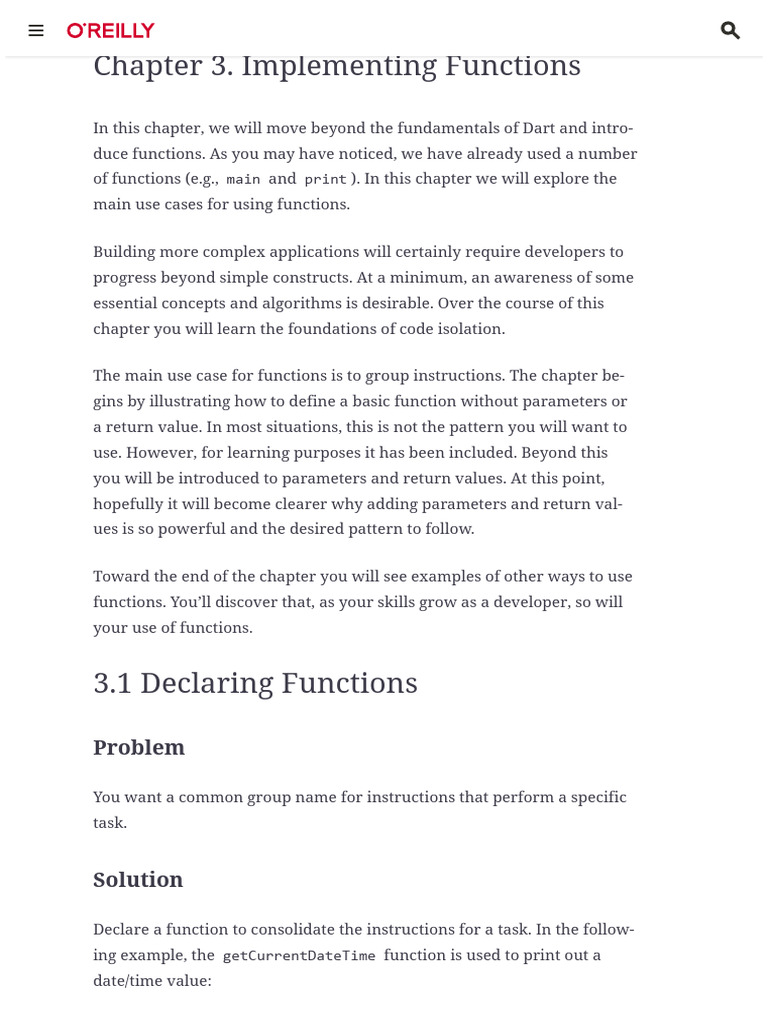 Implementing Functions - Flutter and Dart Cookbook | PDF | Parameter (Computer Programming ...