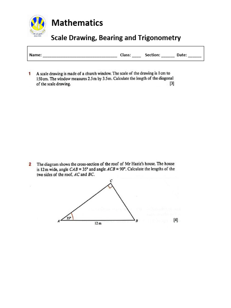 Scale Drawing, Bearing and Trigonometry - Past Paper Practice Qeustions ...