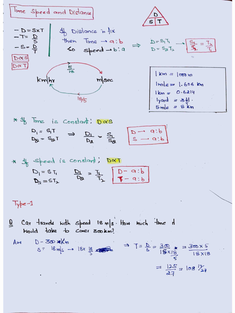 Time Speed and Distance Class Notes by Pankaj Sir | PDF