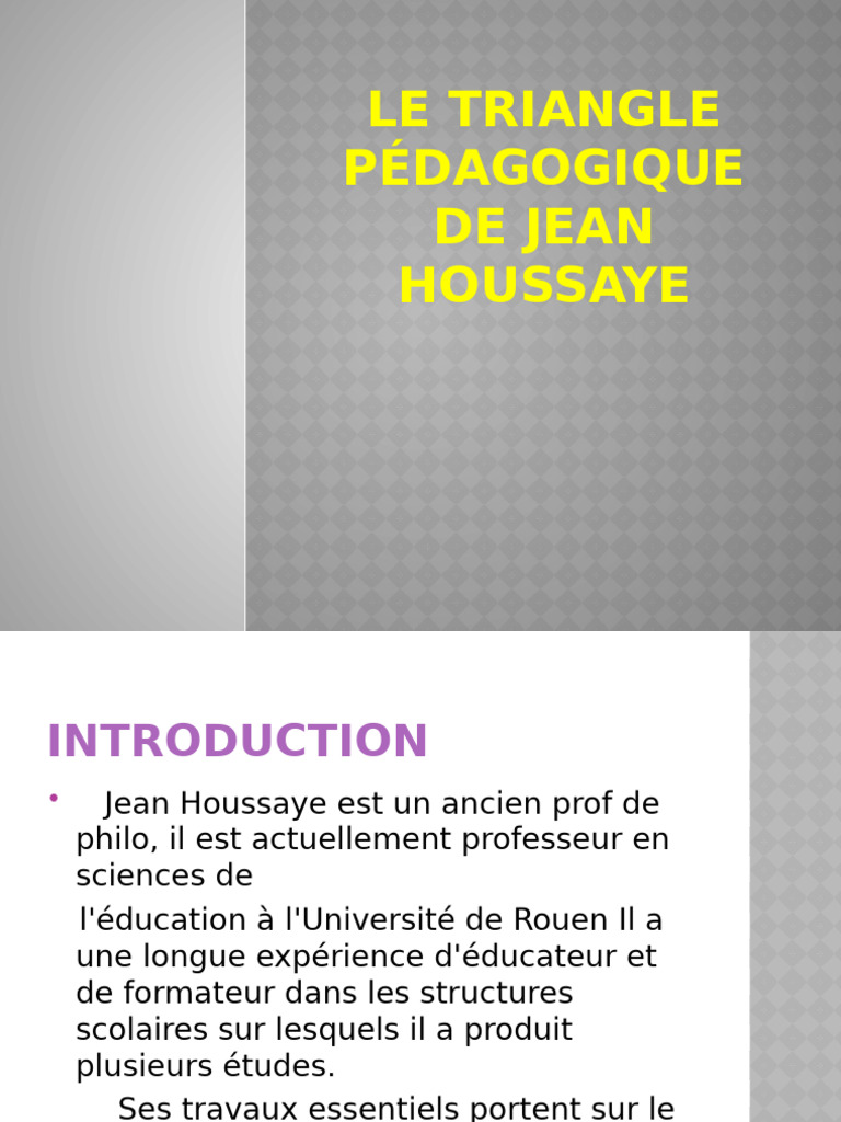 Triangle pédagogique de Jean Houssaye | PDF | Pédagogie | Apprentissage
