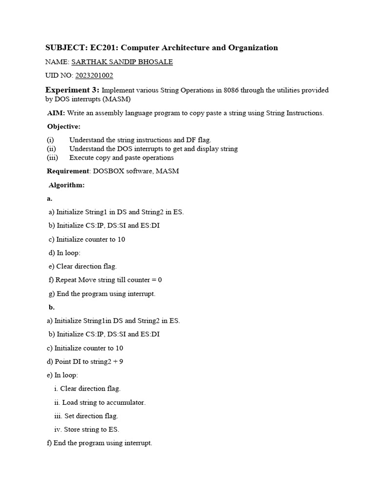 exp3 | PDF | Assembly Language | Computer Data