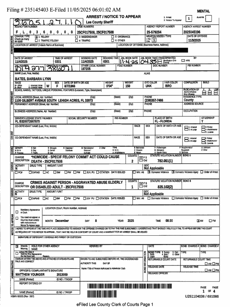 Barbara Bates Arrest Report Summary | PDF | Felony | Misconduct