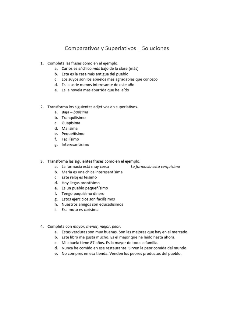 Comparativos y Superlativos en Español | PDF