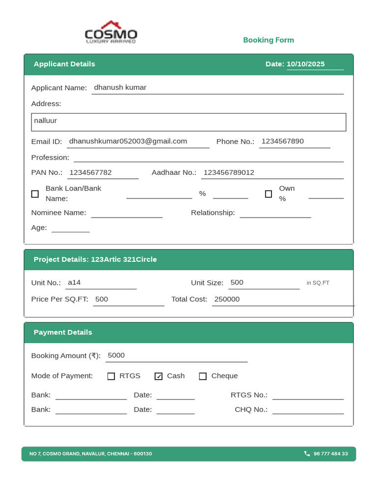 Unit Booking 1760092175857 | PDF