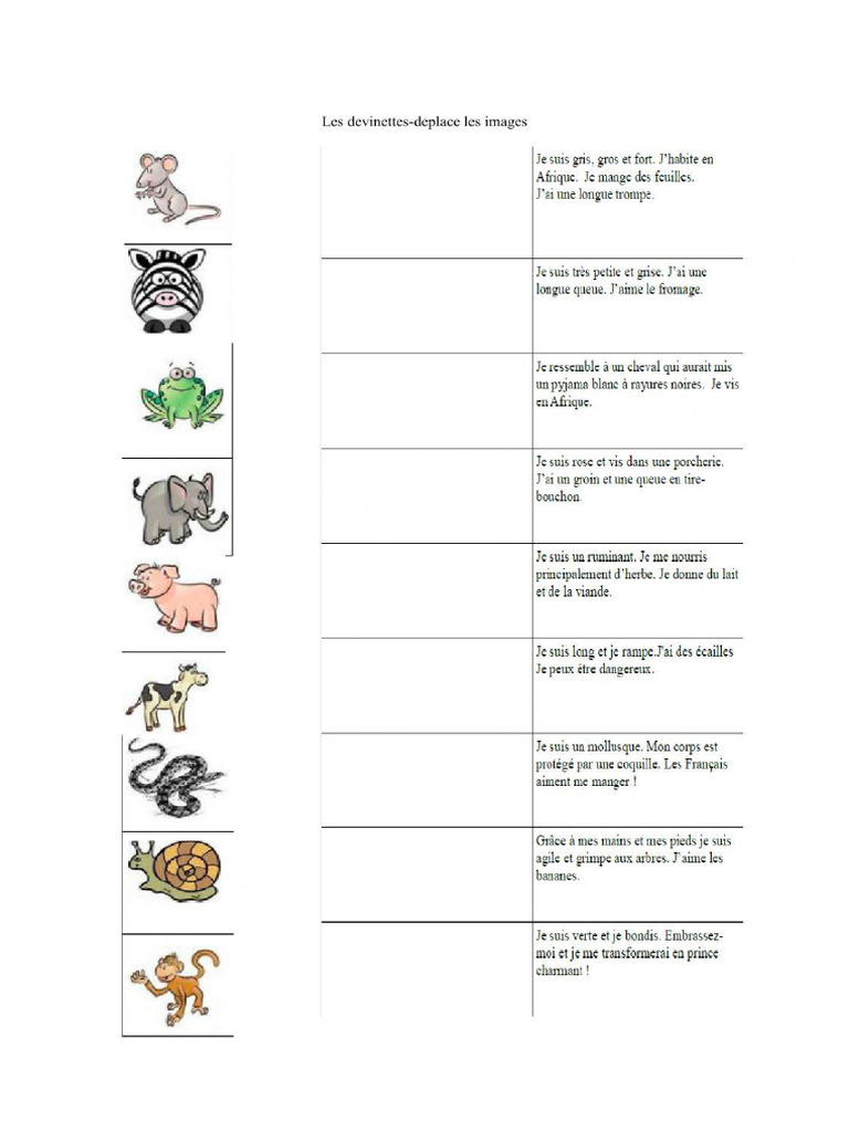 Les Animaux Devinettes | PDF