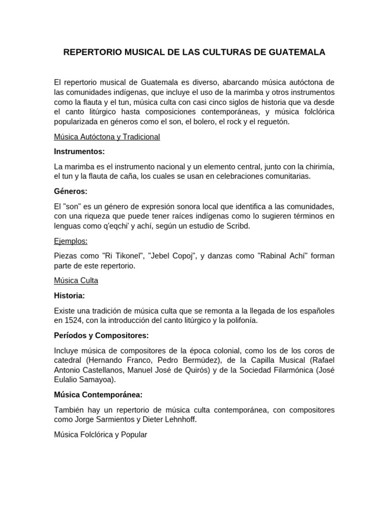 Repertorio Musical de Guatemala | PDF | Armonía | Canciones