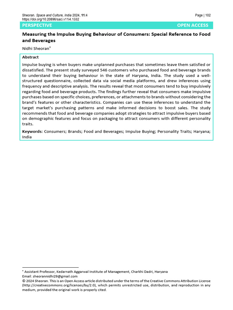 Measuring The Impulse Buying Behaviour of Consumer | PDF | Brand | Behavior