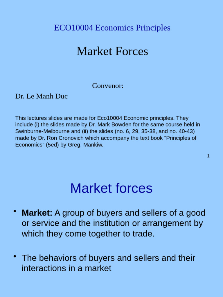 ECO10004 Lecture 2 Market Forces - Updated | PDF | Supply (Economics ...