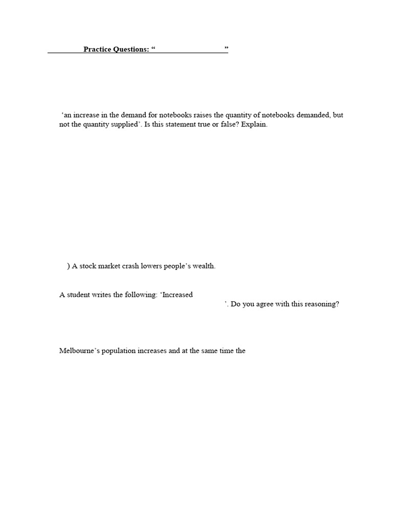 Demand and Supply Practice Questions | PDF | Demand | Supply And Demand