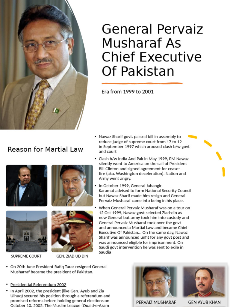 Pervaiz Musharaf As Cheif Executive of Pakistan (1999 - 2001) | PDF ...