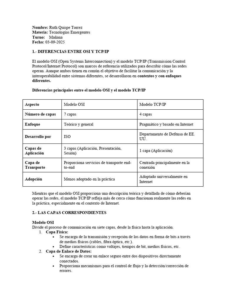 Diferencias entre Modelos OSI y TCP/IP | PDF | Protocolos de internet ...