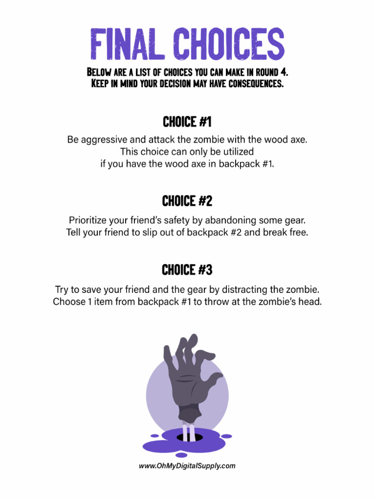 Zombie Apocalypse Final Choices | PDF