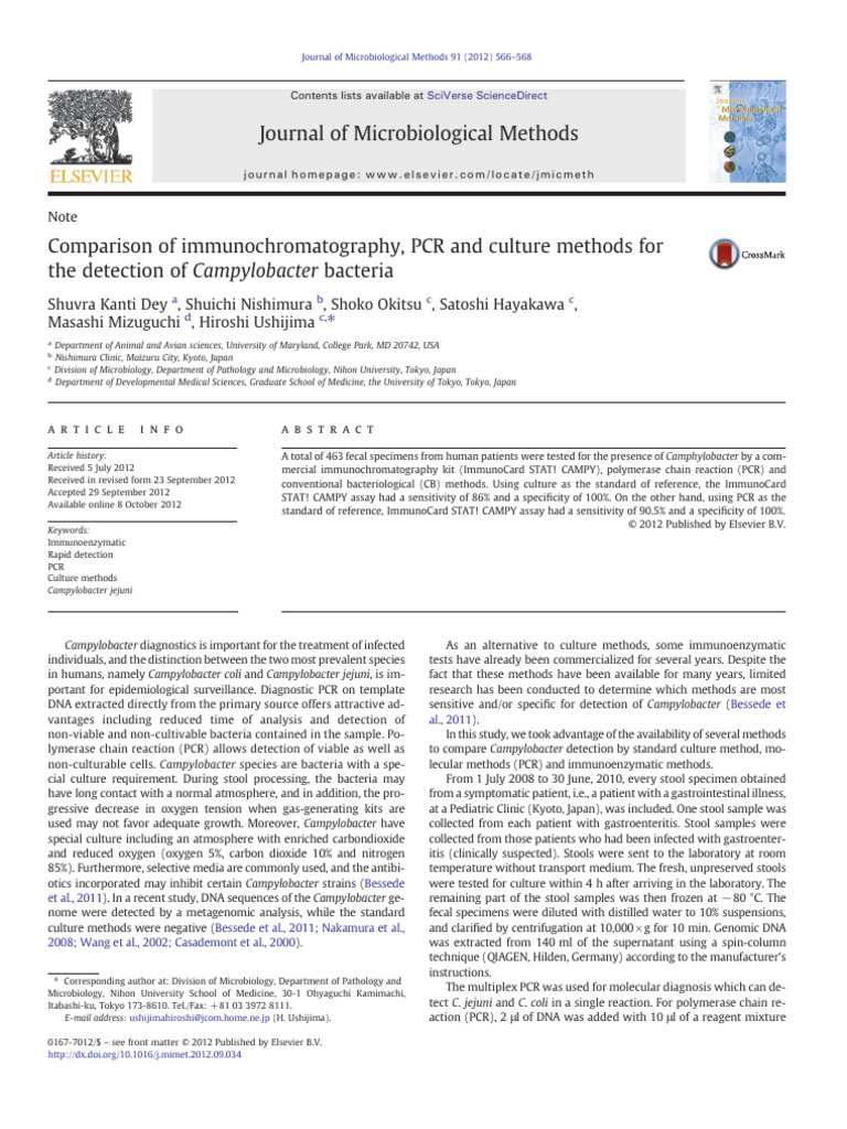 Comparison of Immunochromatography, PCR and Culture Methods For The ...