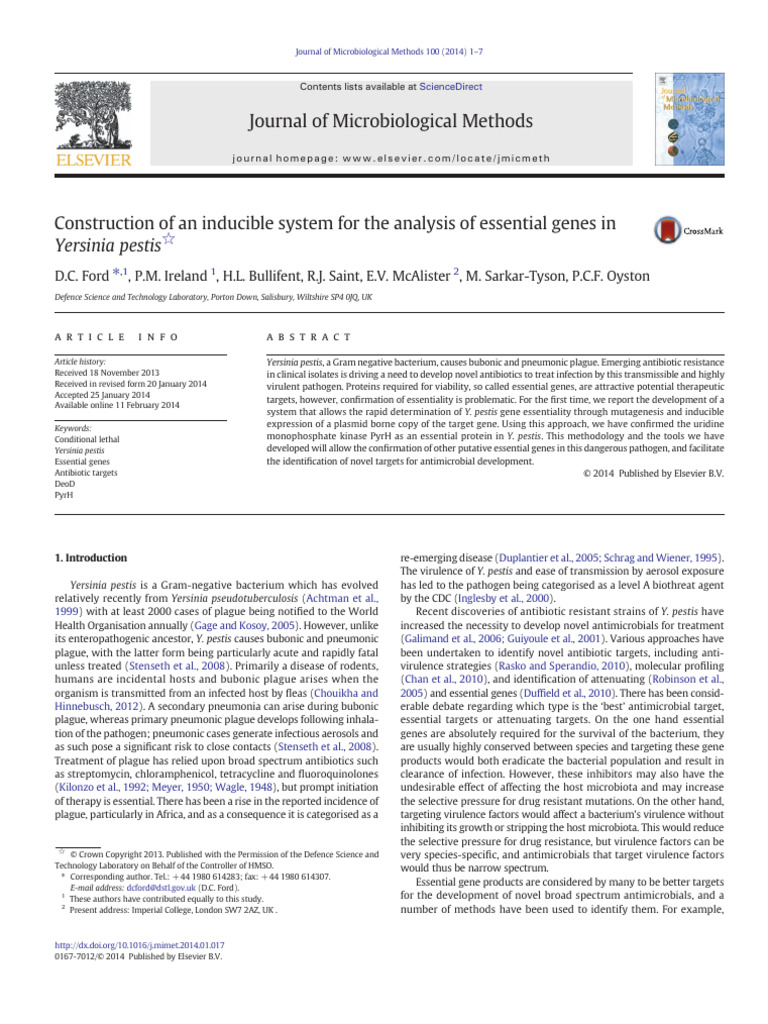 Inducible System for Yersinia pestis Gene Analysis | PDF | Molecular ...