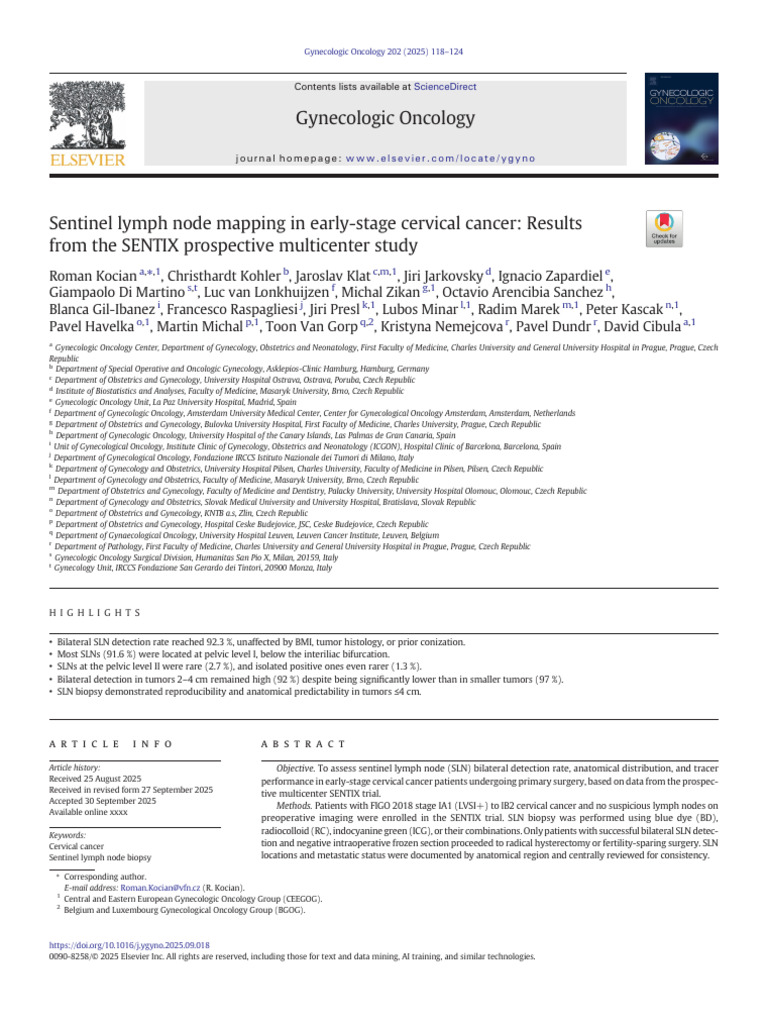 Sentinel Lymph Node Mapping in Early-Stage Cervical Cancer - Results ...