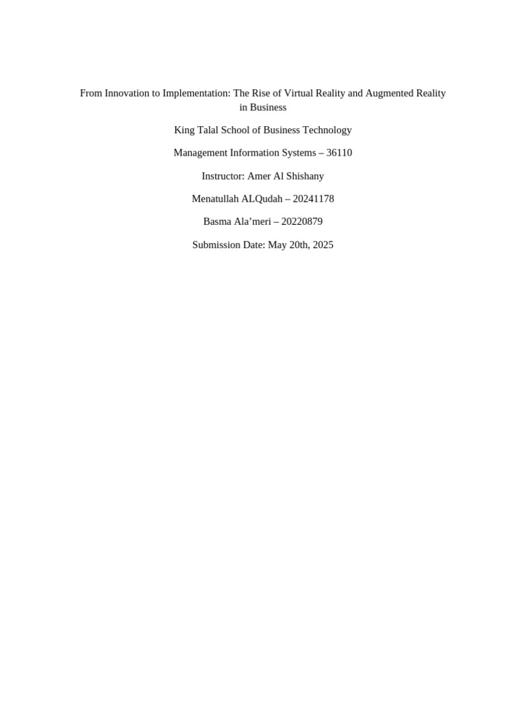 Updated VR AR Research Report | PDF | Virtual Reality | Augmented Reality