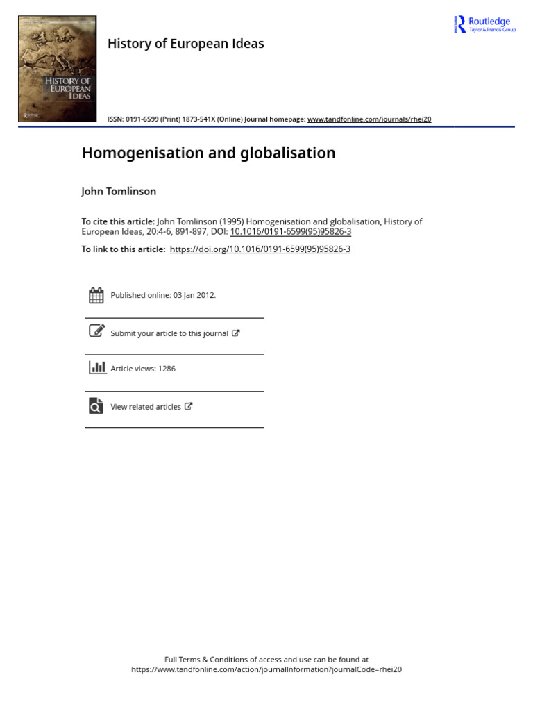 Homogenisation and Globalisation (1) | PDF | Autonomy | Globalization